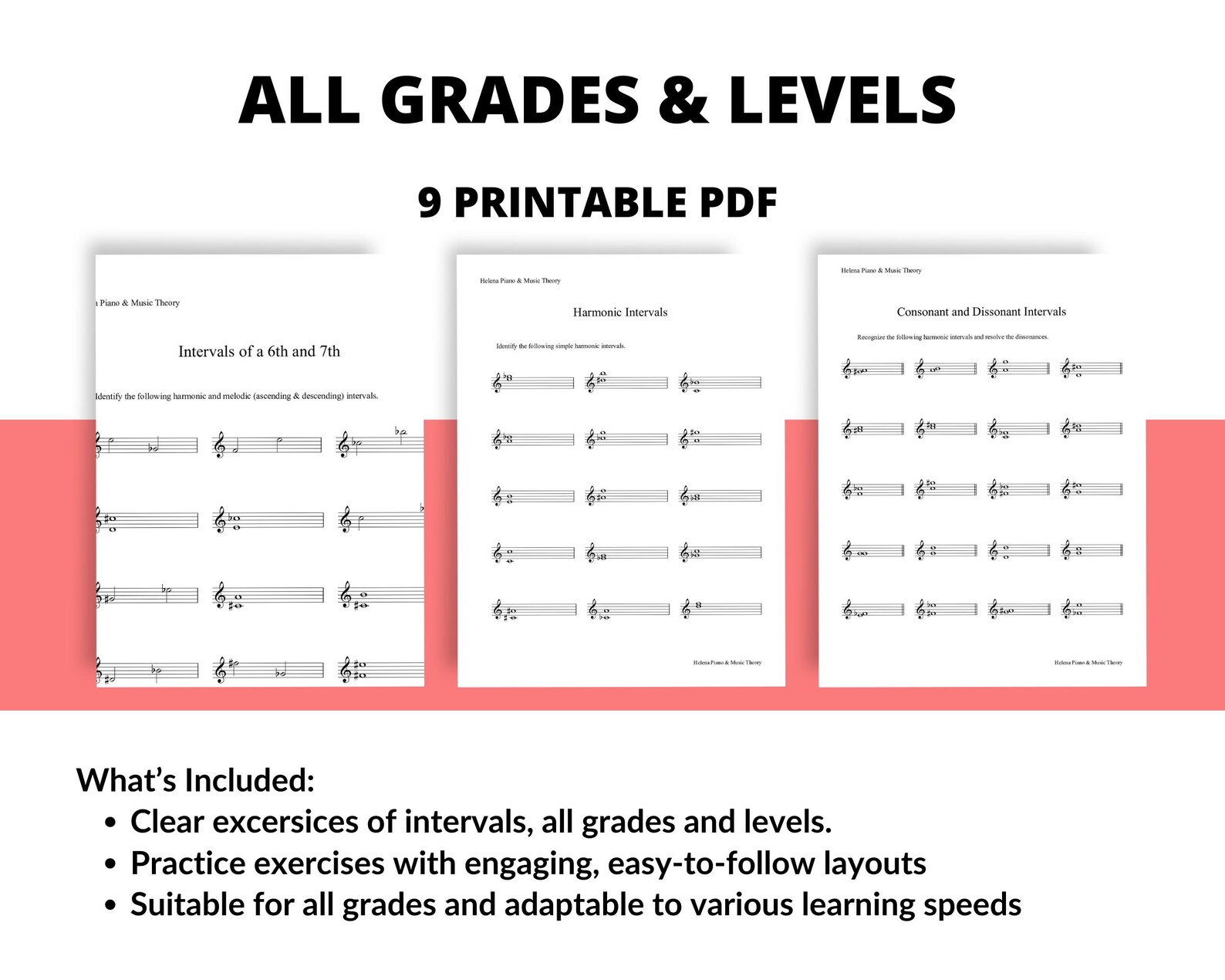 Music Theory Interval Practice Worksheet/ All Levels | Perfect for ...