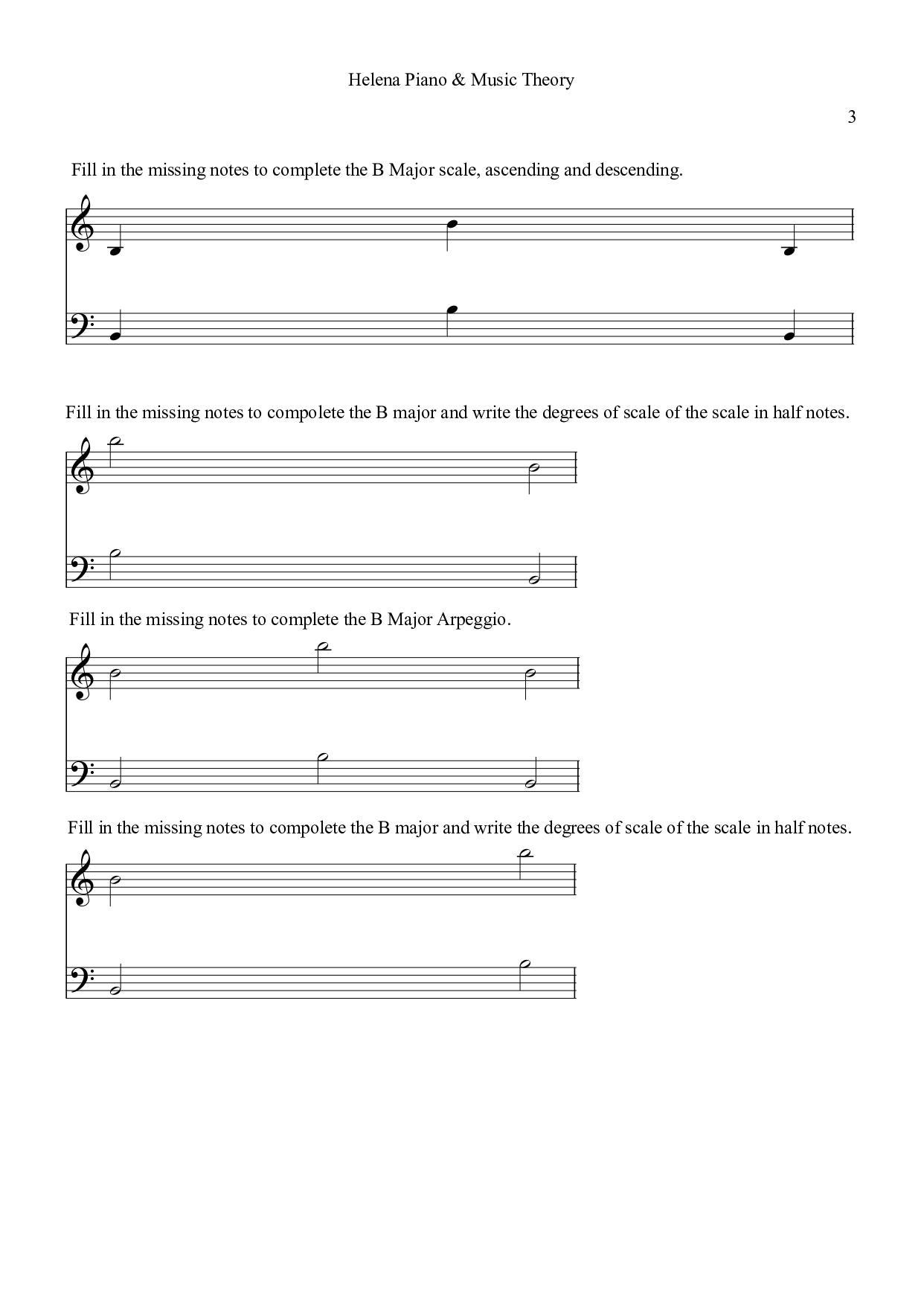 Major Scales With Sharp Key Signatures Worksheet Set: 8 Major Scale ...