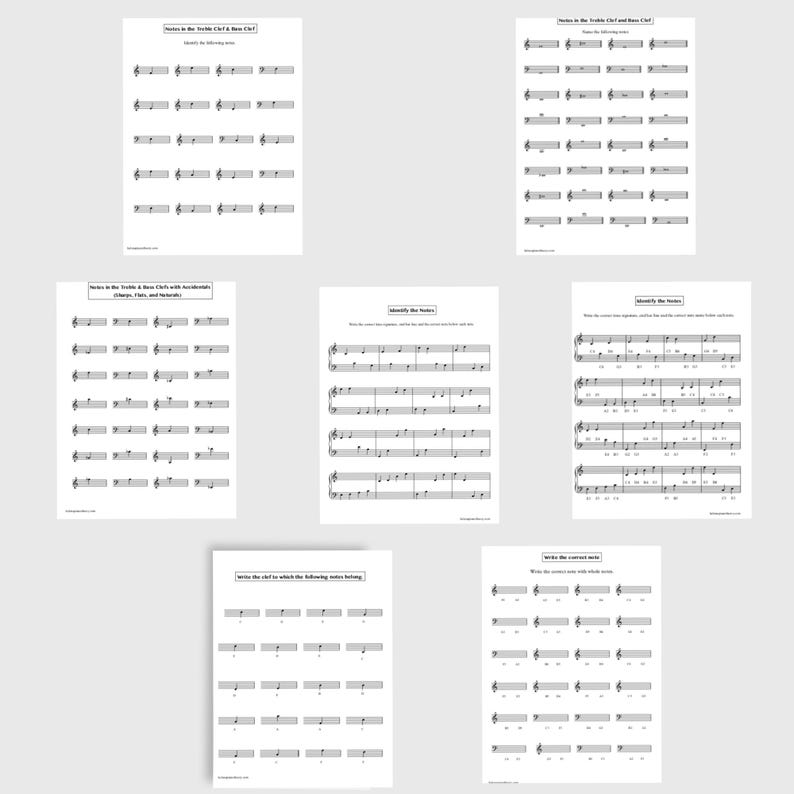 Treble & Bass Clef Note Naming Worksheets - 16 Printable PDF Music ...