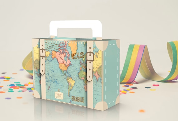 Suitcase Map Vintage Map Color Pastel Luggage Boss - Etsy