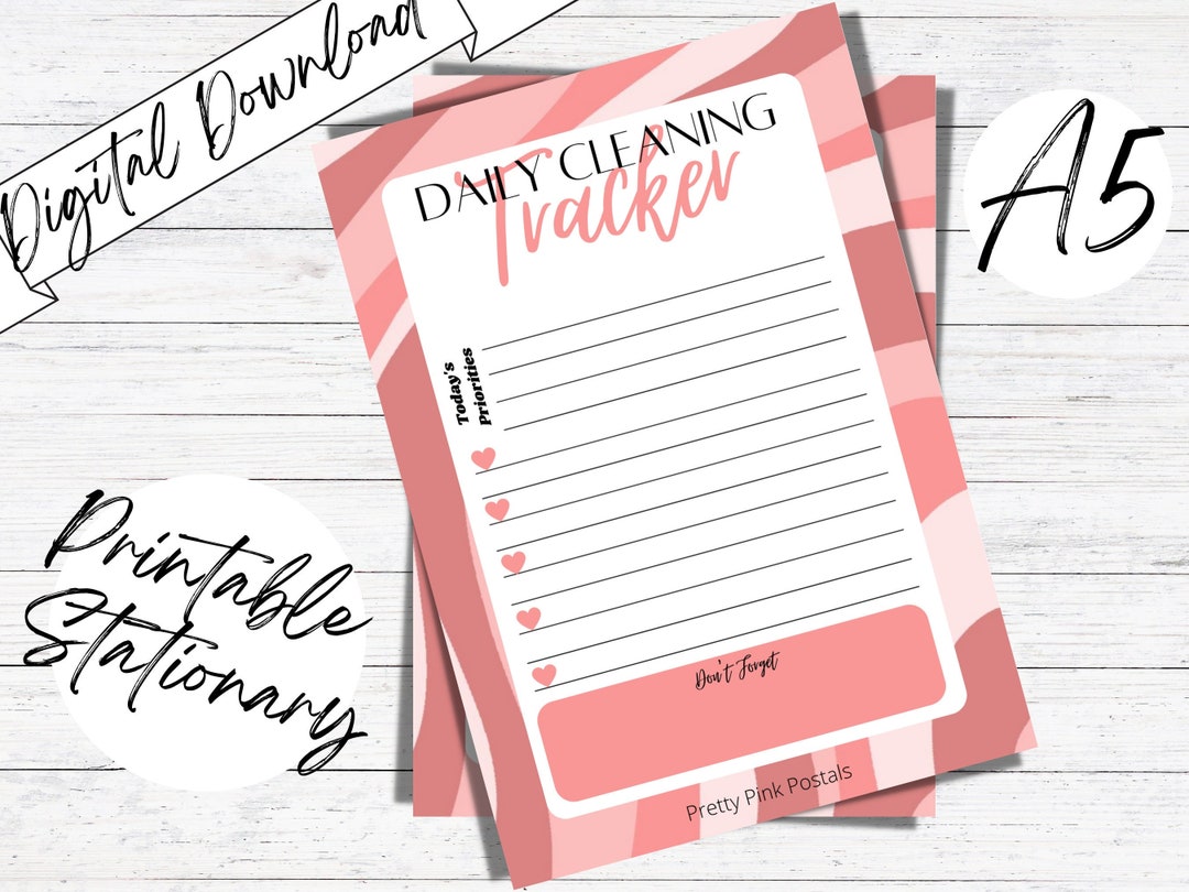 Printable Stationary Cleaning Tracker - Etsy