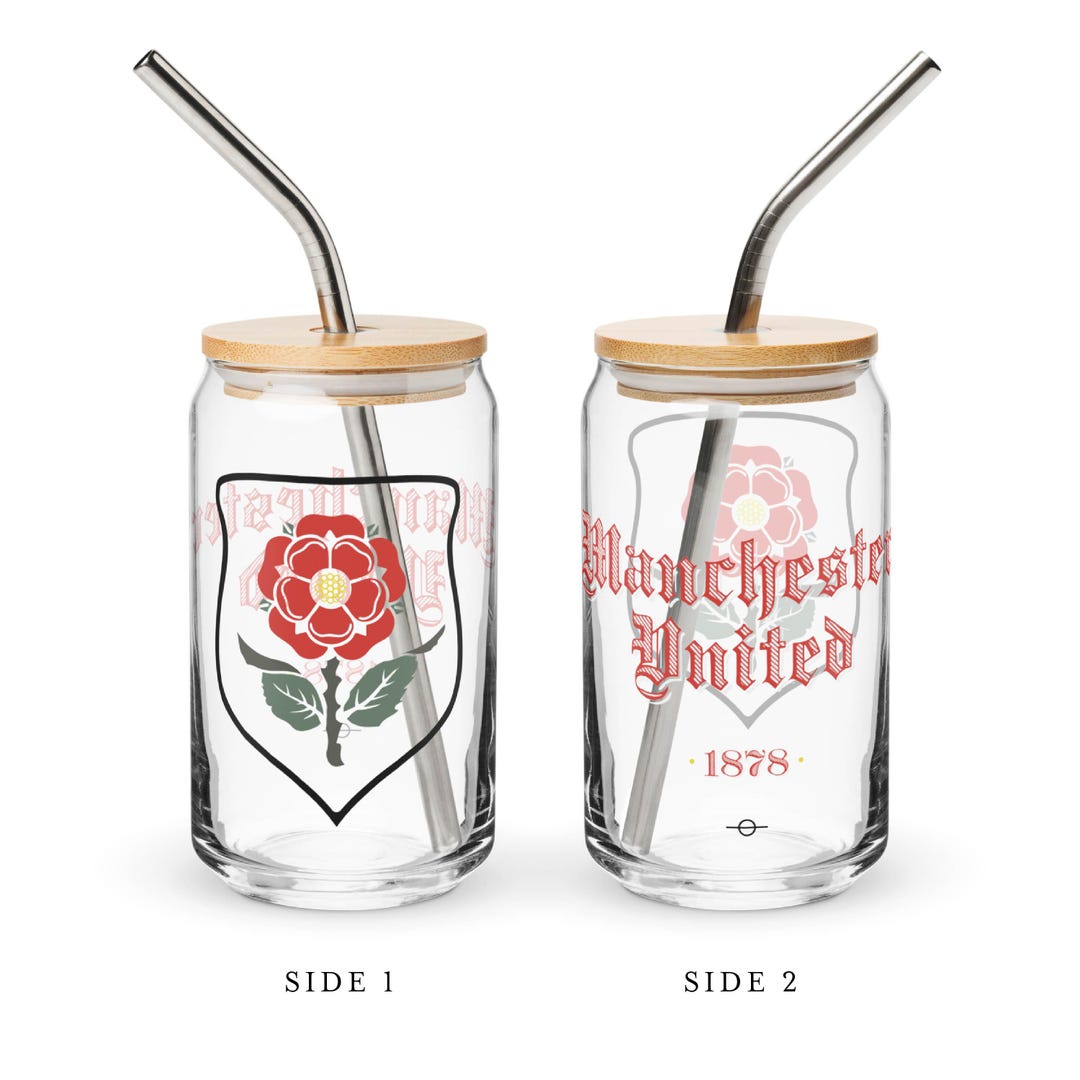 Man United Can Glass Gift for Him | Red Rose 1878 16oz Beer Glass, MUFC ...