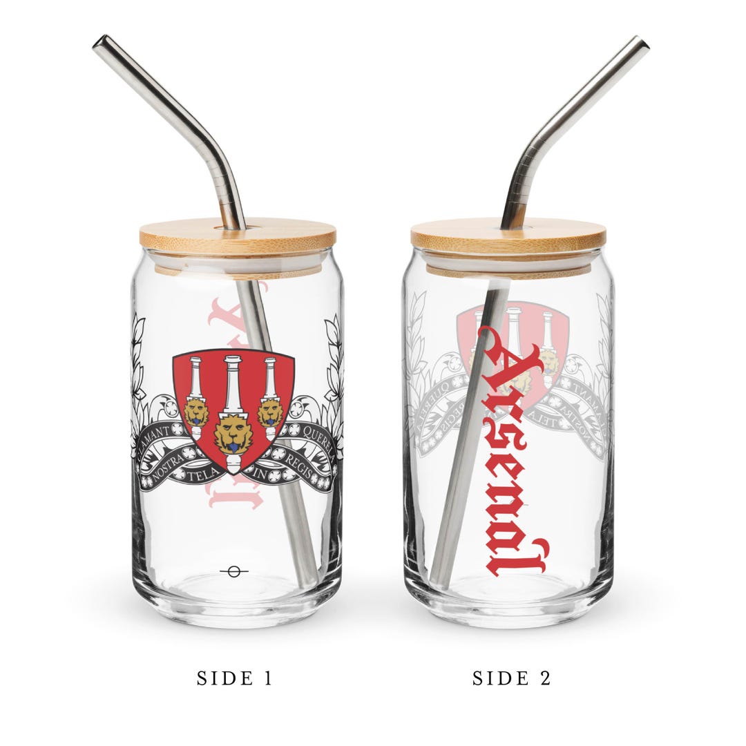 Arsenal Can-shaped Glass – Retro Crest | 16oz Soccer Gift, Gunners Beer ...