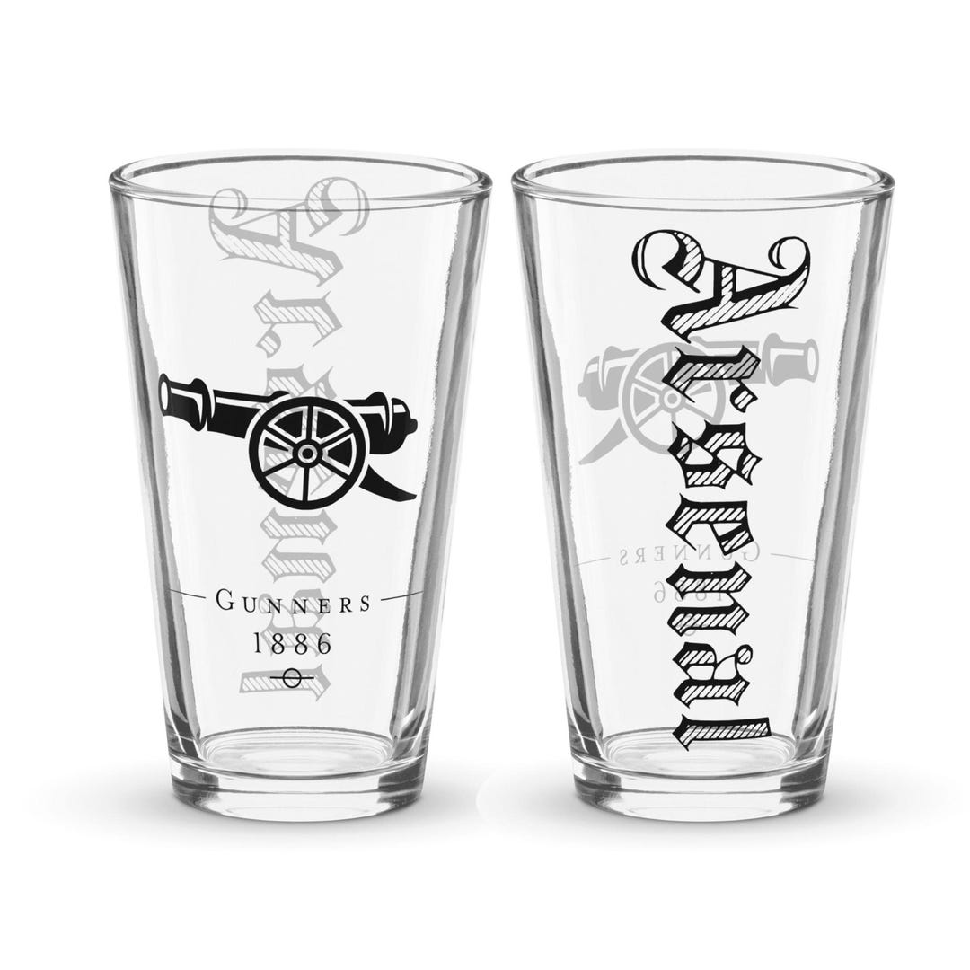 Arsenal Pint Glass - "gunner" | for Gooners | Premium 16oz Beer Glass ...