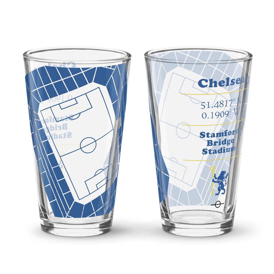 Stamford Bridge Chelsea FC Pint Glass | 16 Oz Beer & Cocktail Glassware ...