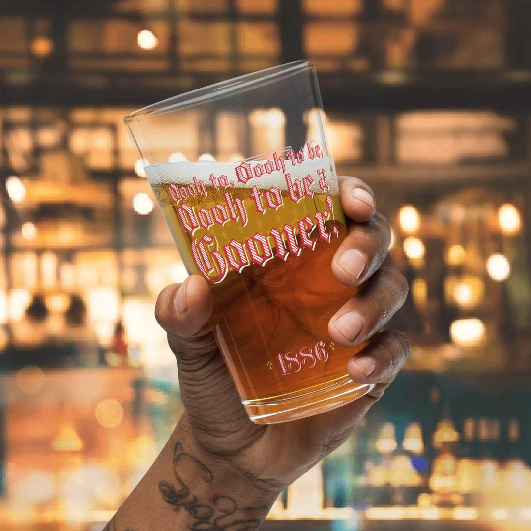 Arsenal Pint Glass - Oooh to Be a Gooner! | 16 Oz Drinkware for Beer ...