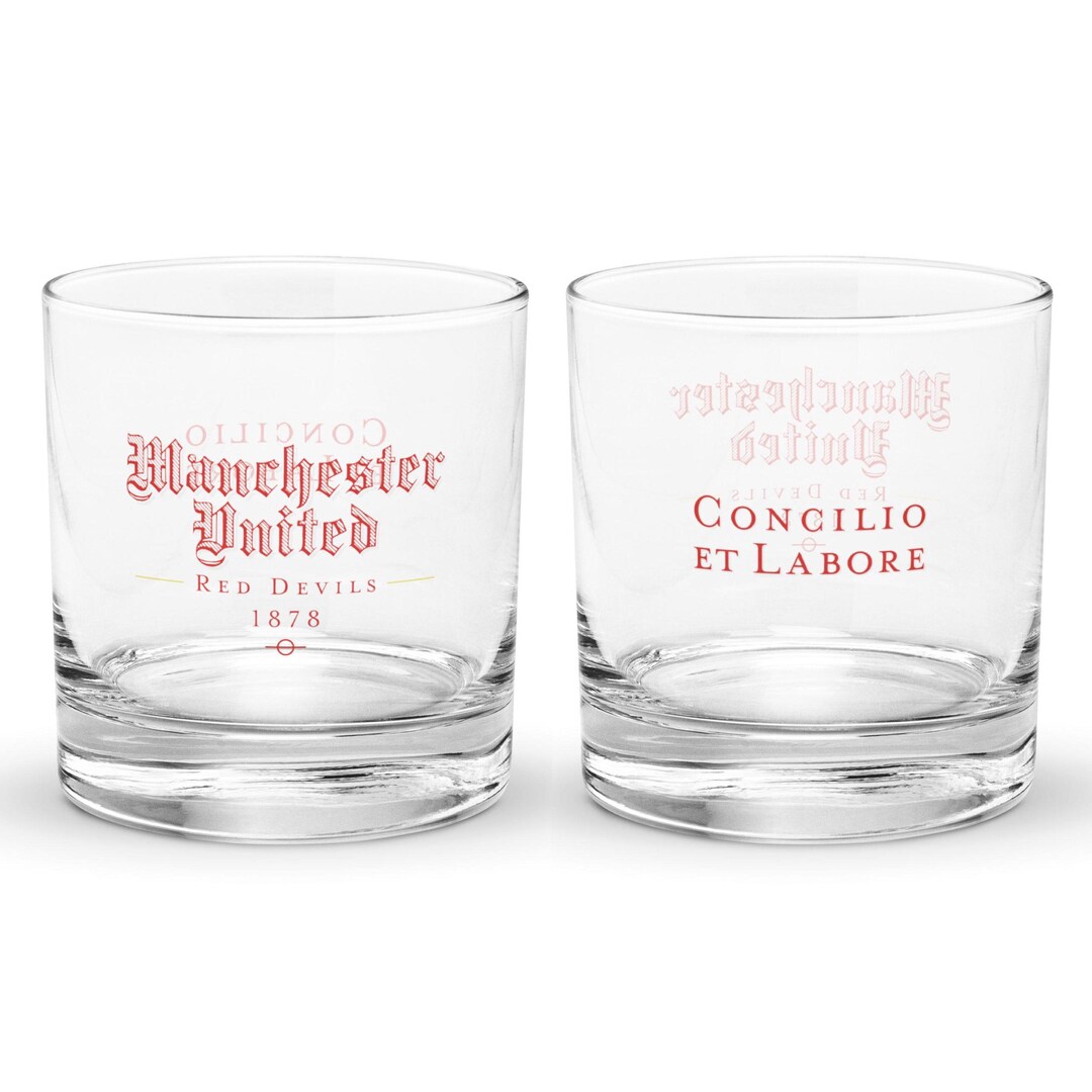 Manchester United Whiskey Glass Concilio Et Labore Rocks Glass, Perfect ...