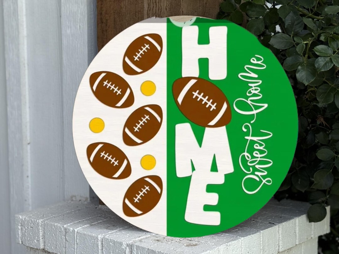 Home Sweet Home Football Door Sign - Sports Front Door Hanger | Game ...