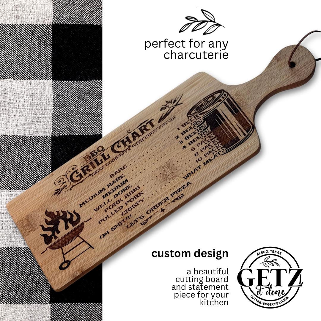 BBQ Grill Chart Cutting Board, Chart Drink Good Beer With Good Friends ...