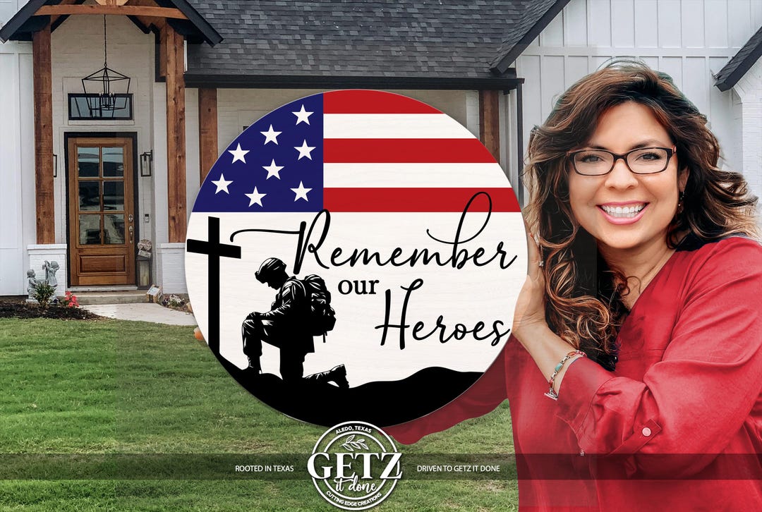 Remember Our Heroes Wood Sign - Patriotic Door Hanger - 3D American ...