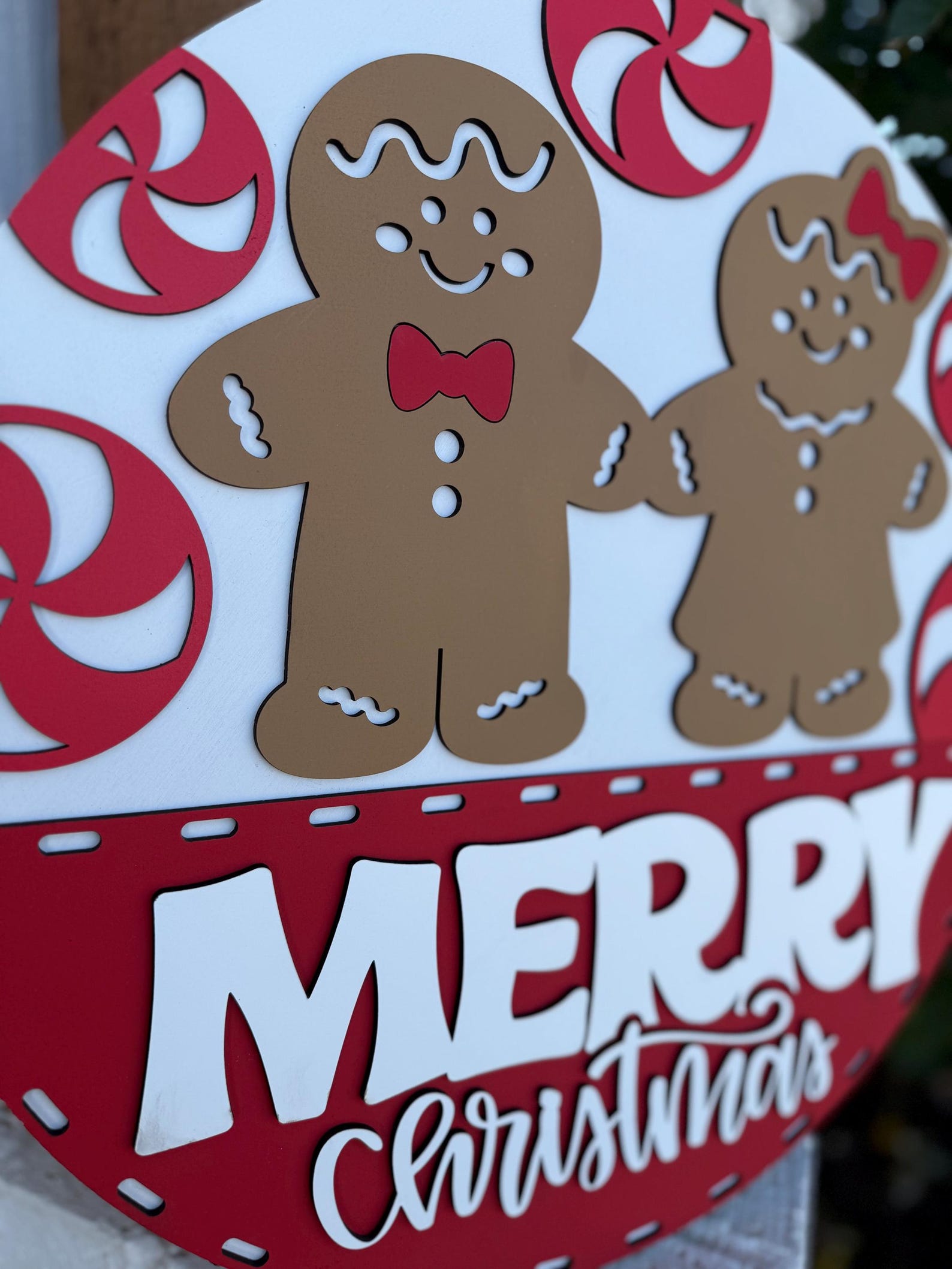 Merry Christmas Gingerbread Door Sign – Peppermint and Cookie Couple ...