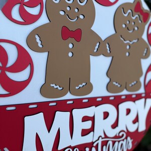Merry Christmas Gingerbread Door Sign – Peppermint and Cookie Couple ...
