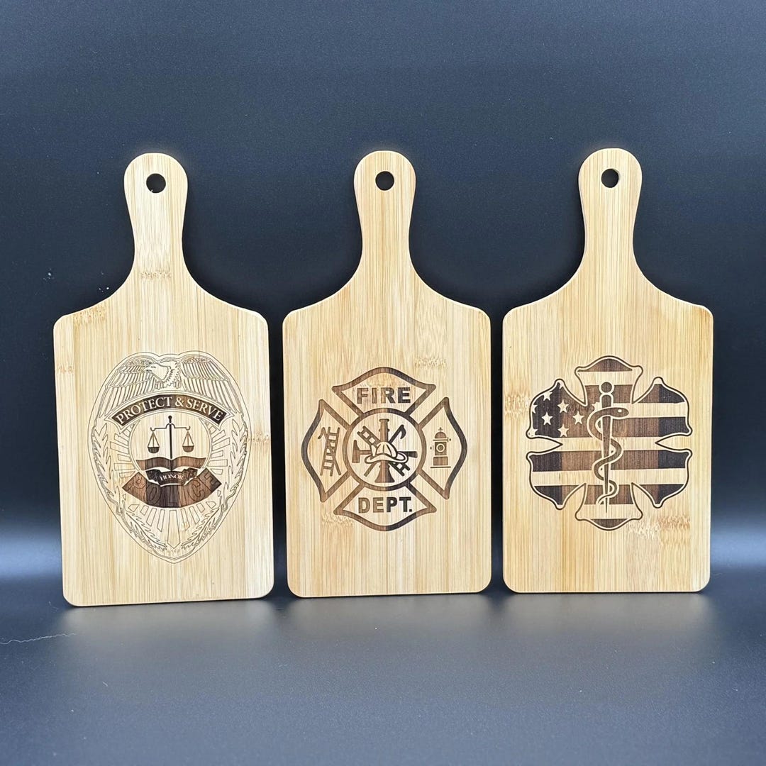 First Responder Logo Bamboo Cutting Boards - Durable Kitchen Decor - Etsy