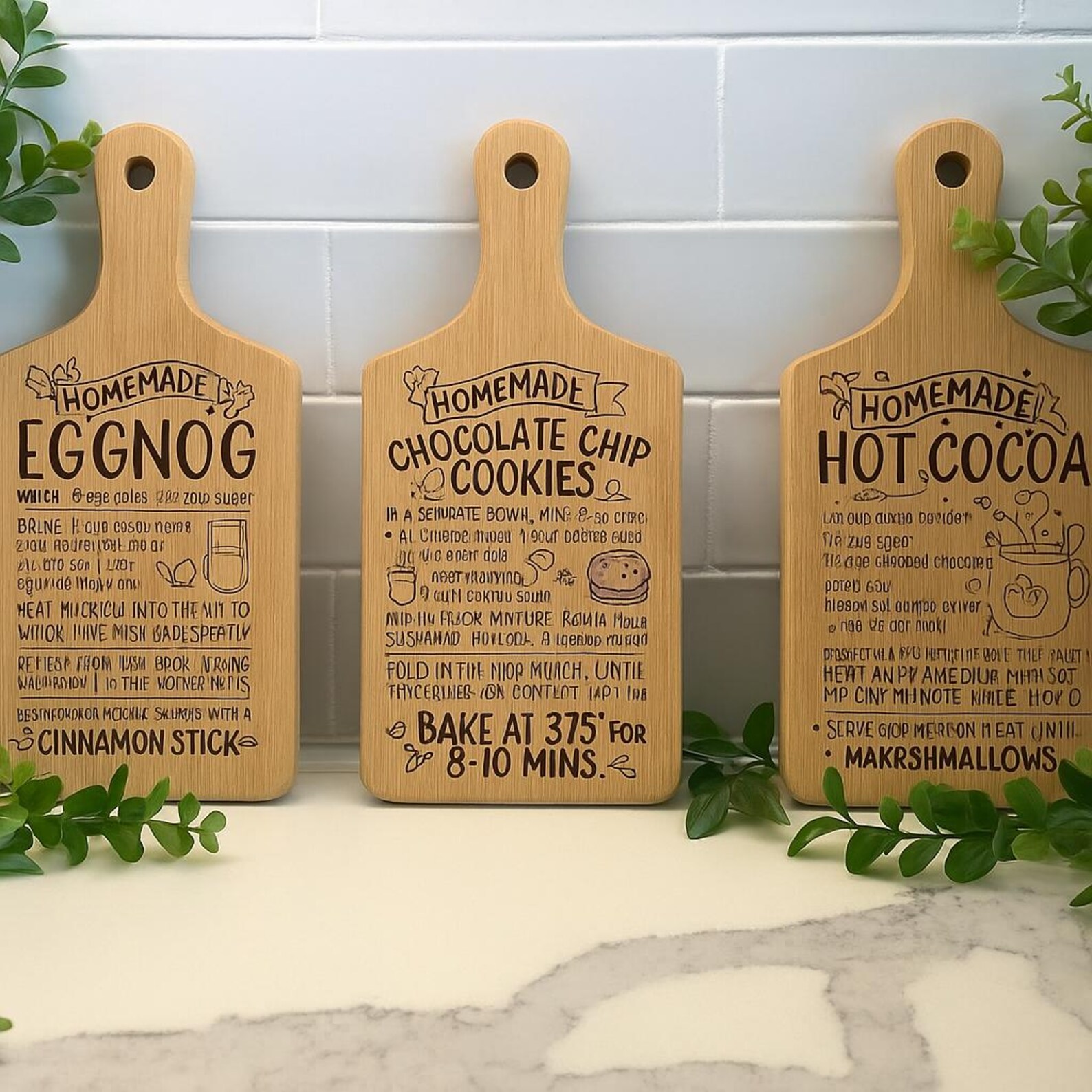 Engraved Recipe Cutting Board - 11” or 15.5” Sizes | Hot Cocoa, Cookies ...