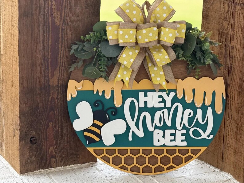 Hey Honey Bee Door Sign, Door Wreath - Etsy