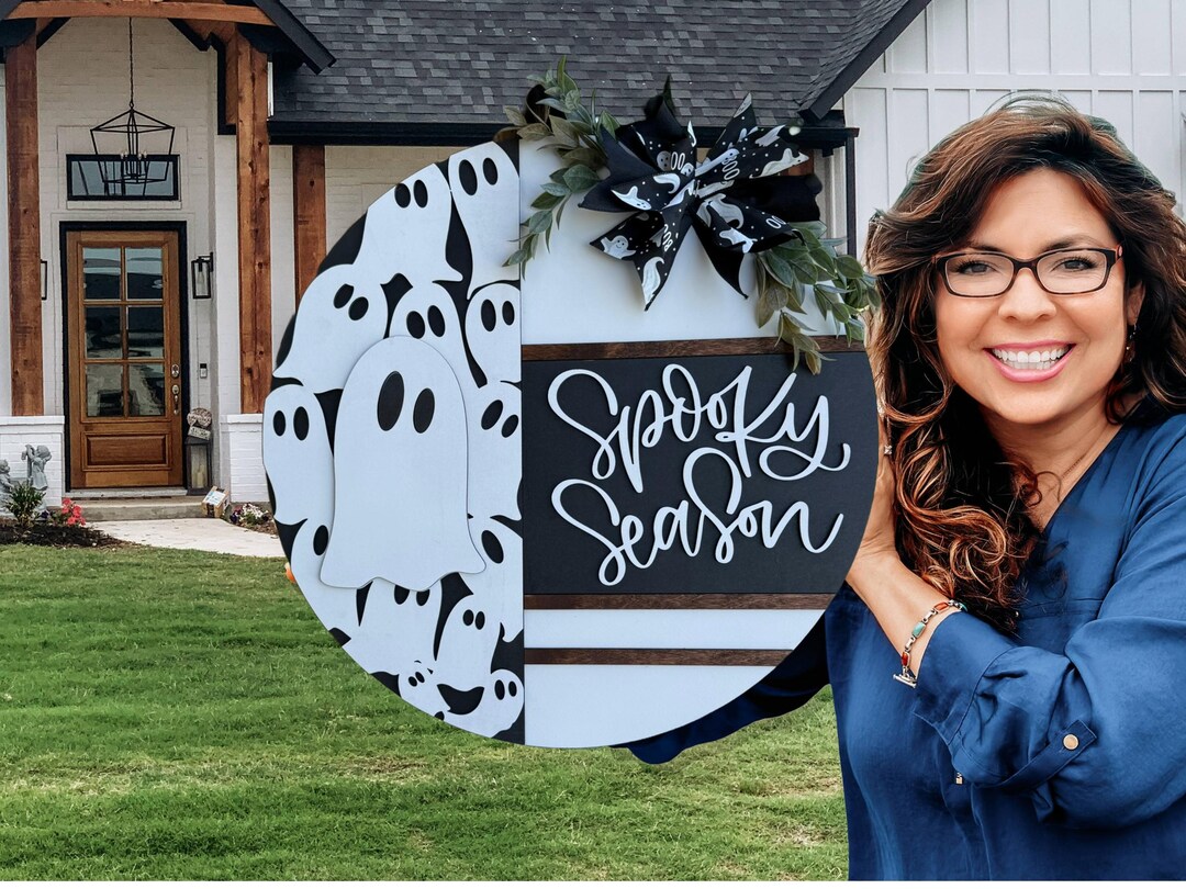 Spooky Season Ghosts Door Sign, Door Wreath - Etsy