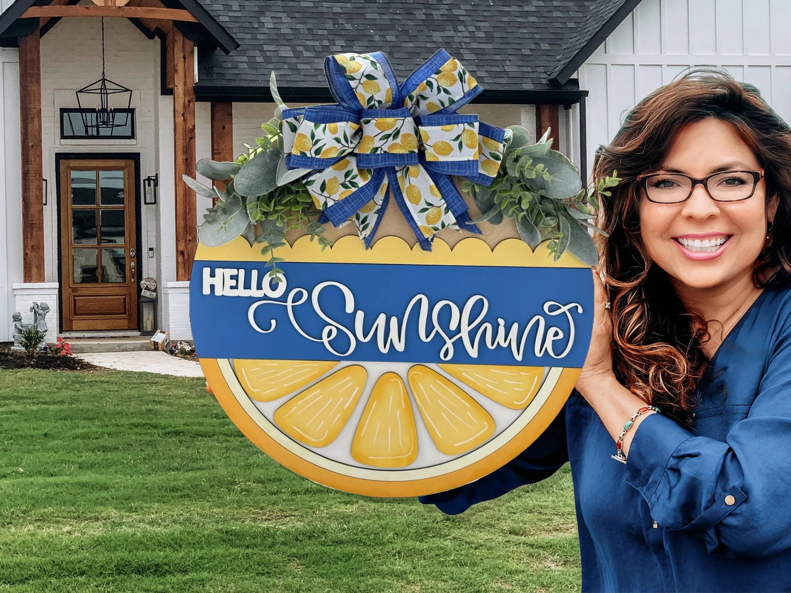 Hello Sunshine Lemon Door Sign, Door Wreath - Etsy