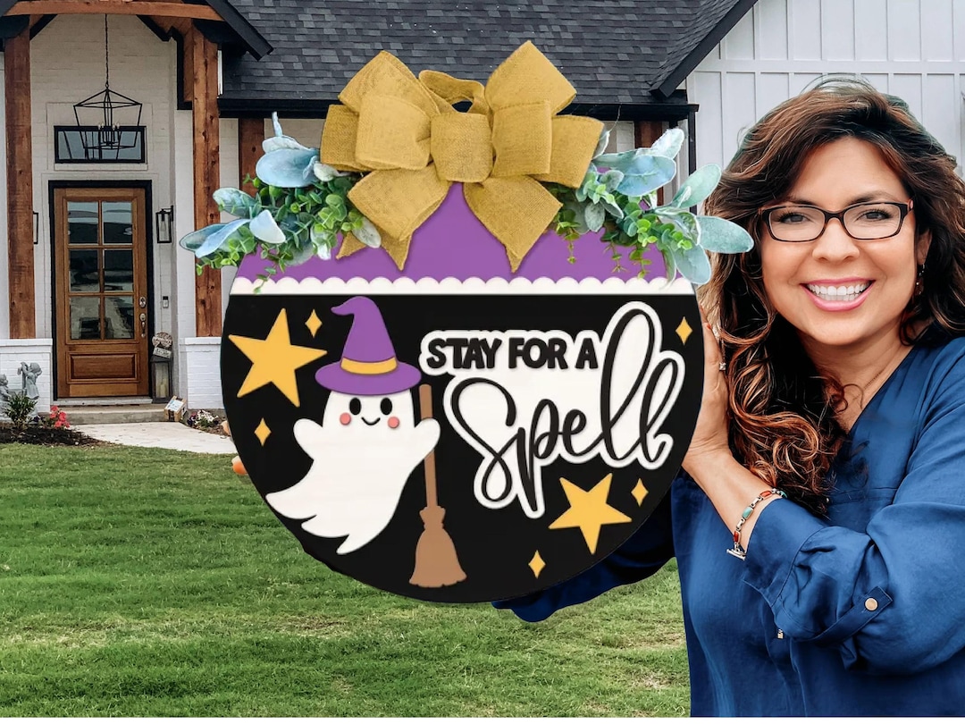 Stay for A Spell Door Sign, Door Wreath - Etsy