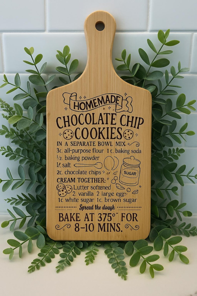 Engraved Recipe Cutting Board - 11” or 15.5” Sizes | Hot Cocoa, Cookies ...