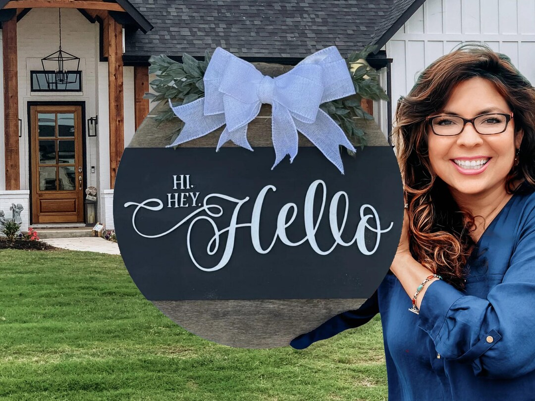 Hi Hey Hello Welcome Door Sign, Welcome Door Wreath - Etsy