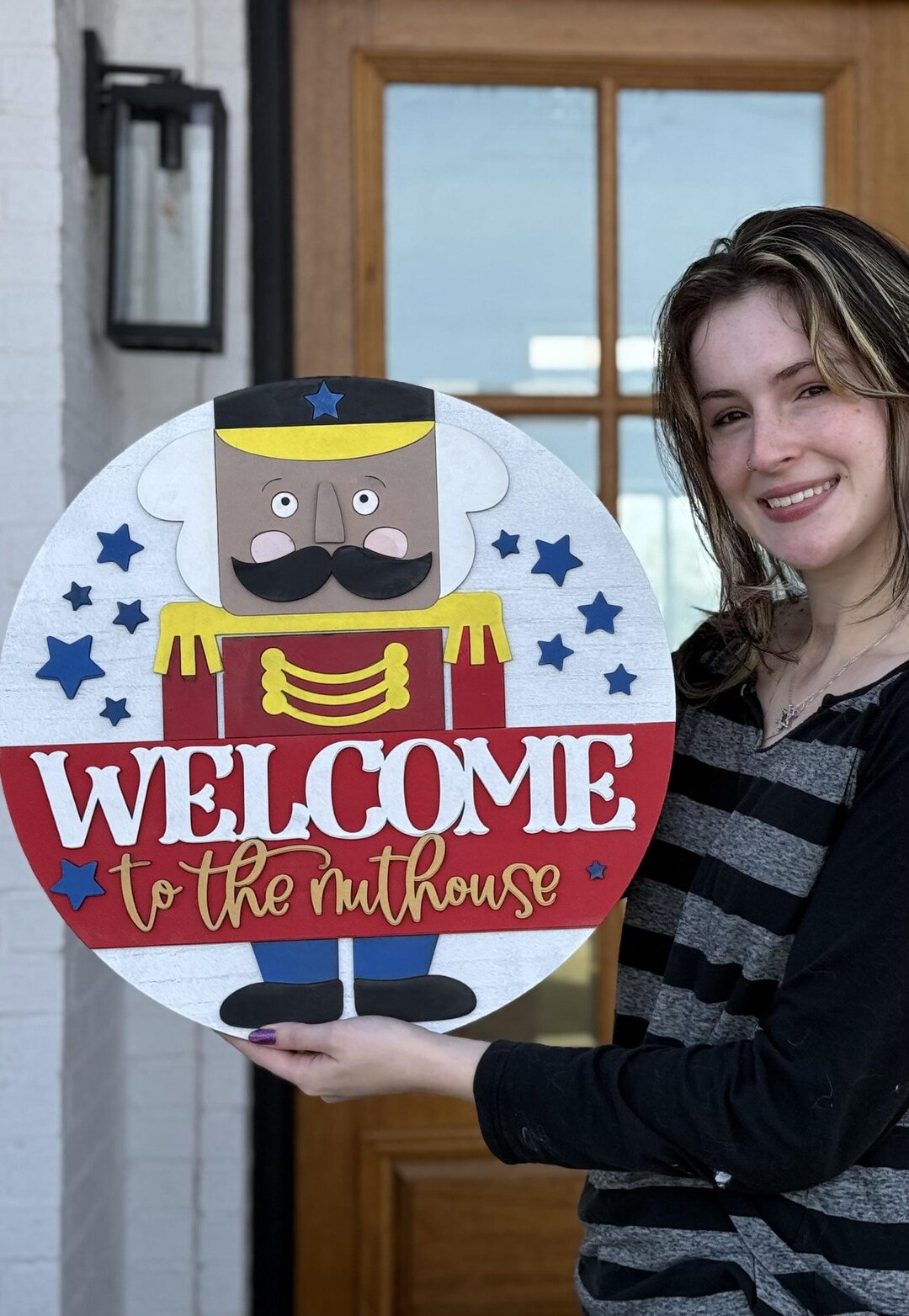 Nutcracker Welcome Sign, Welcome to the Nuthouse Door Hanger, Christmas Layered Design Hand ...