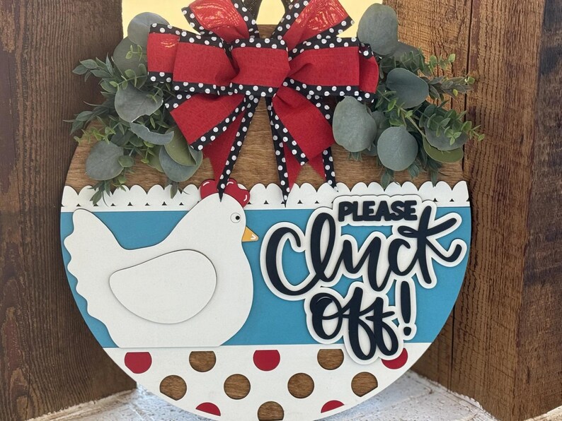Please Cluck off Chicken Door Sign, Door Wreath - Etsy