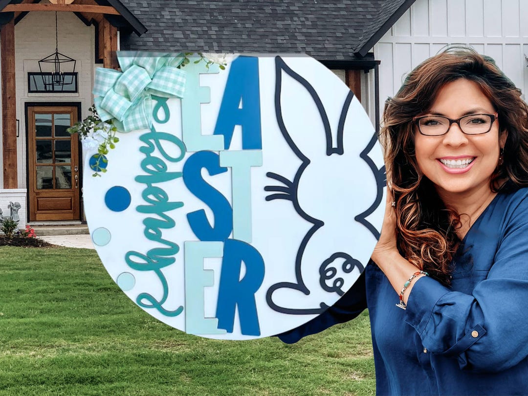 Happy Easter Door Hanger • Easter Bunny Door Sign • Spring Door Decor ...