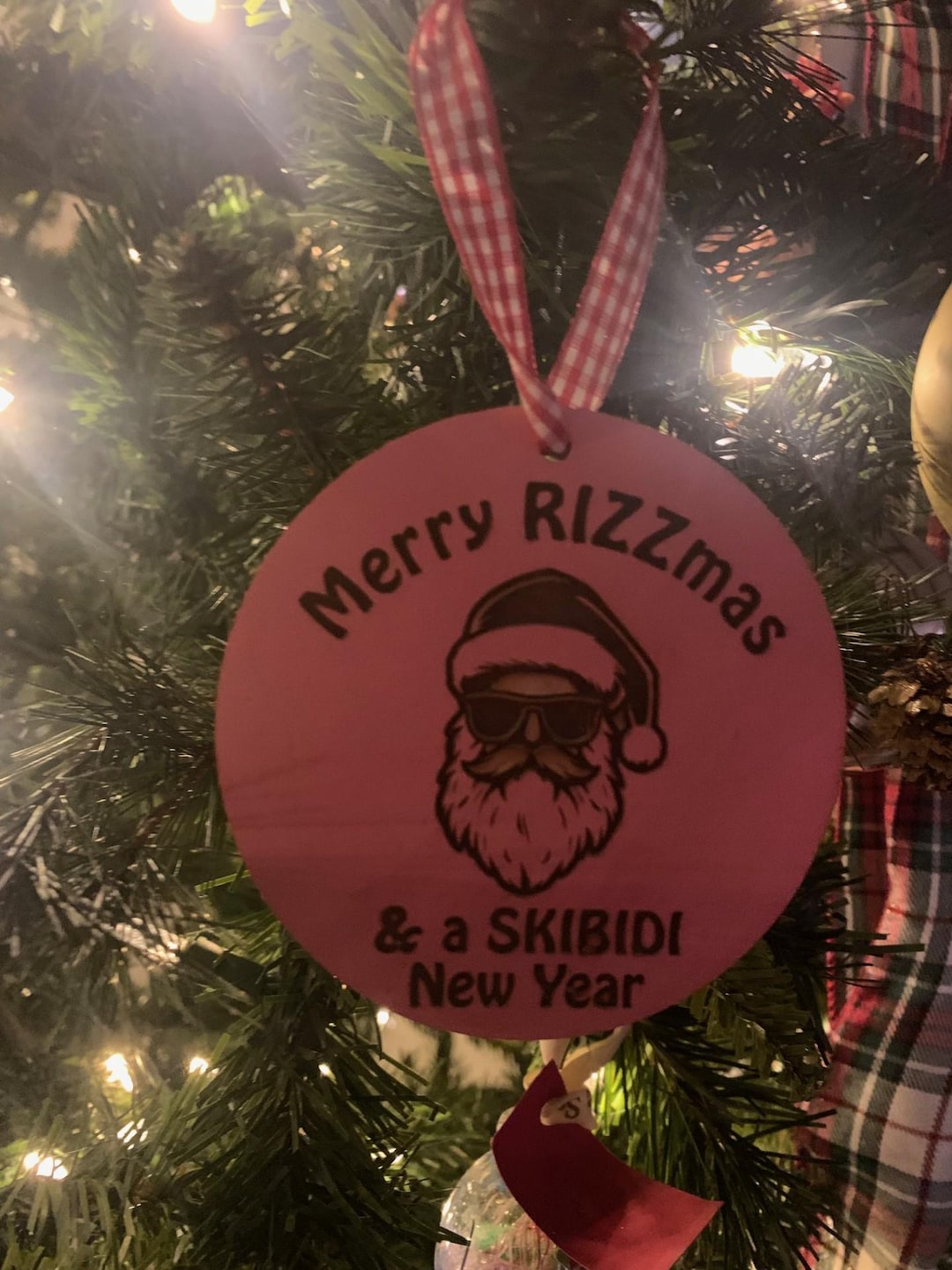 Merry Rizzmas & a SKIBIDI New Year Santa Christmas Ornament in Pink - Etsy
