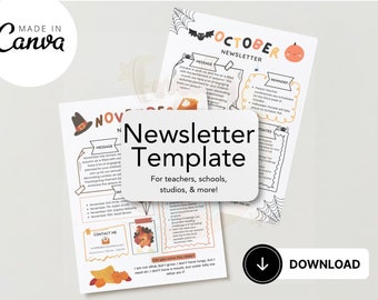 September Newsletter Template, Back to School Newsletter, Editable ...