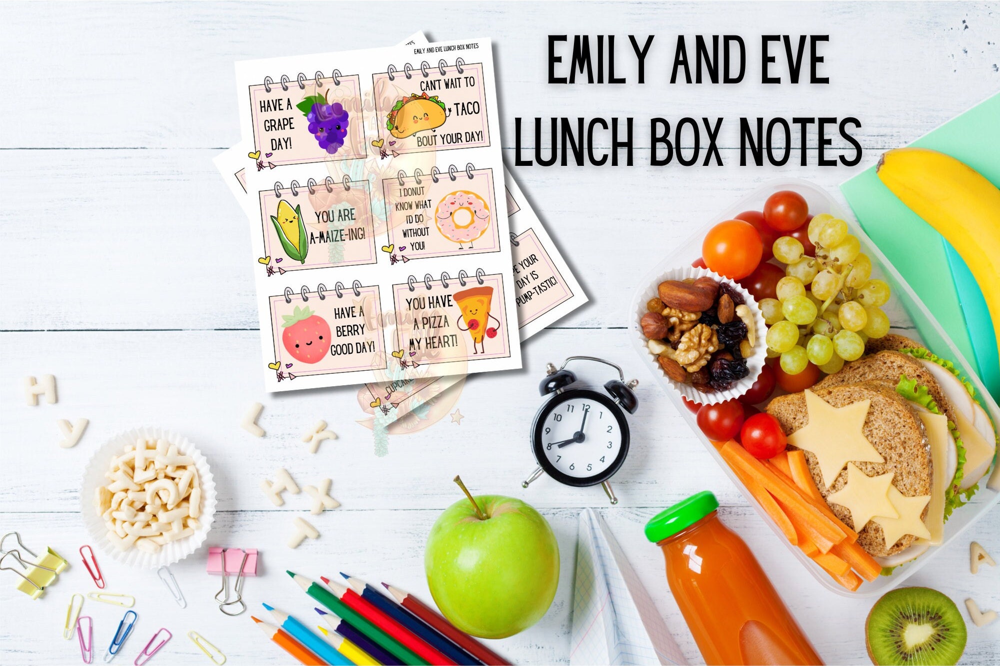 School Lunch Box Notes, Instant Digital Download, Punny Notes for Lunch ...