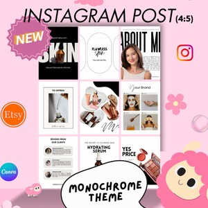 Editable Monochrome Instagram Template - Etsy