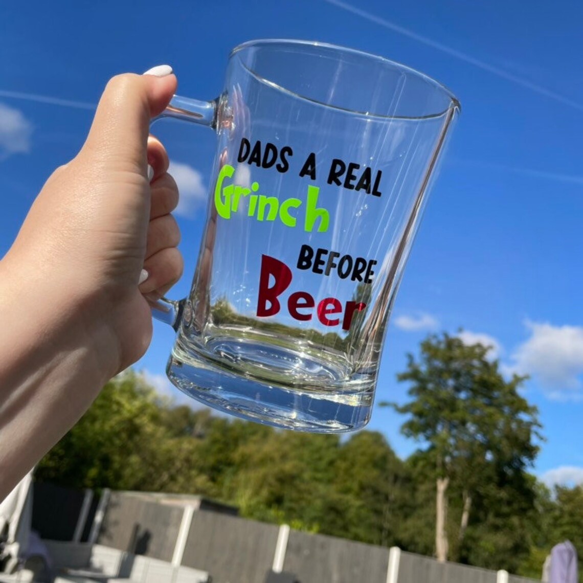 Dad's a Real Grinch Before Beer Grinch Beer Glass Grinch - Etsy UK