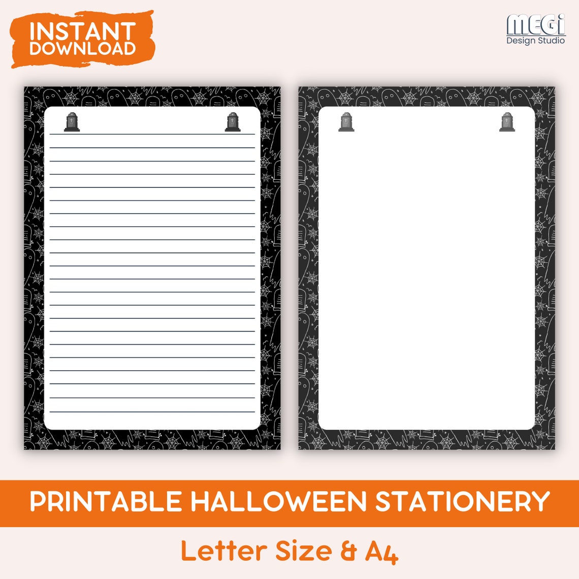 Printable Halloween Stationery Black Halloween Stationery Letter ...