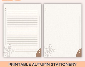 Fall Autumn Printable Stationery Paper / A4 A5 / Lined Unlined / Letter ...