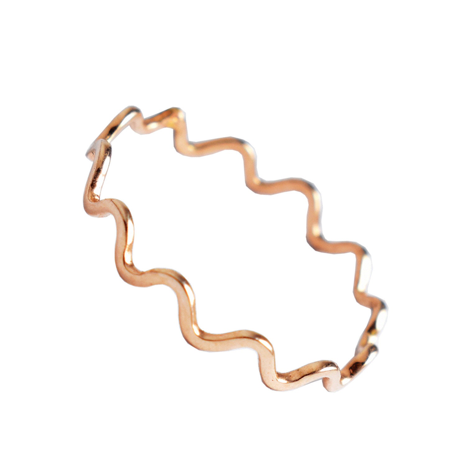 Gold Handmade Wavy Ripple Stacking Ring, 10k Gold Squiggle Zigzag Ring ...