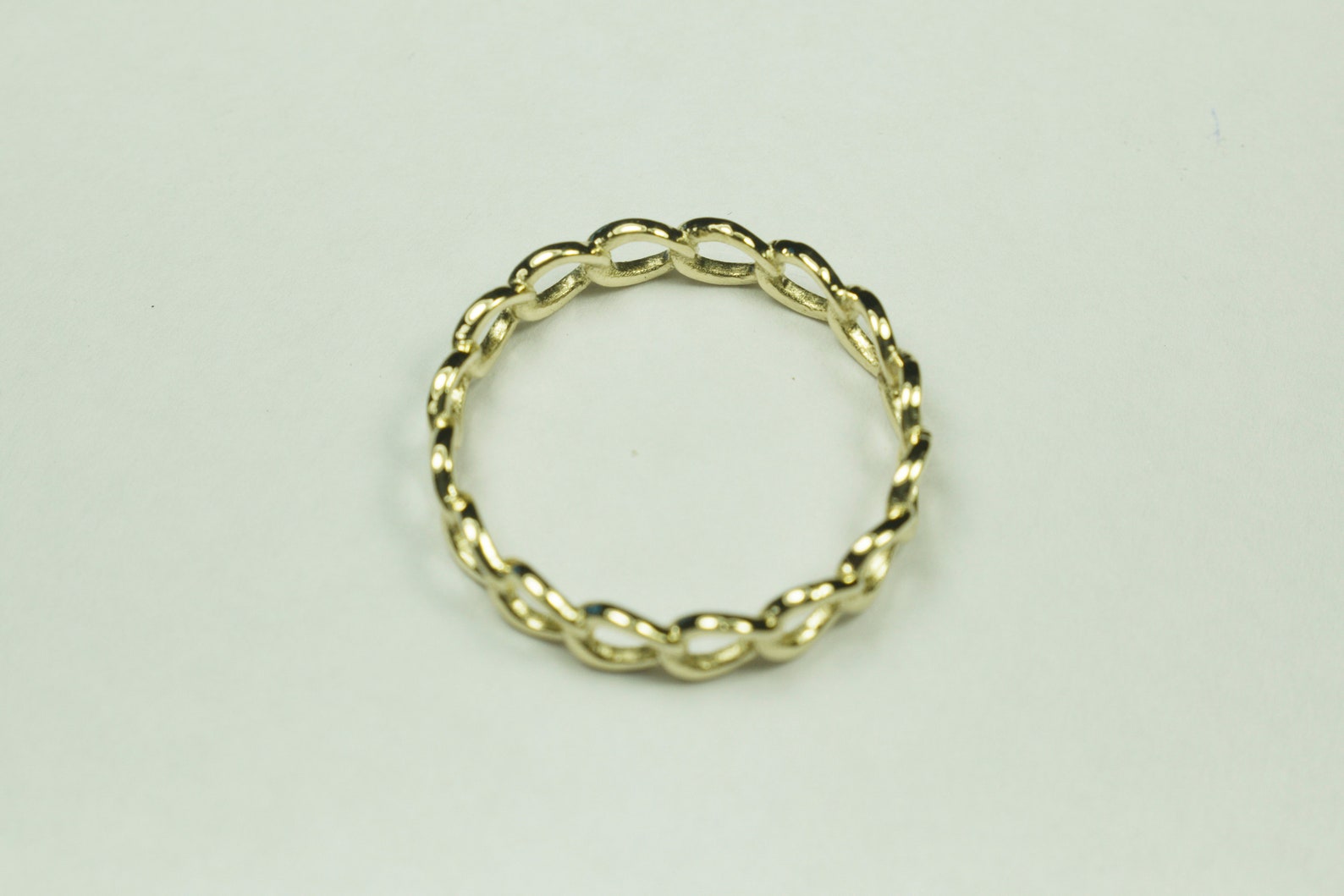 10K Solid Gold Link Chain Ring Stacking Dainty Curb Chain Ring Delicate ...