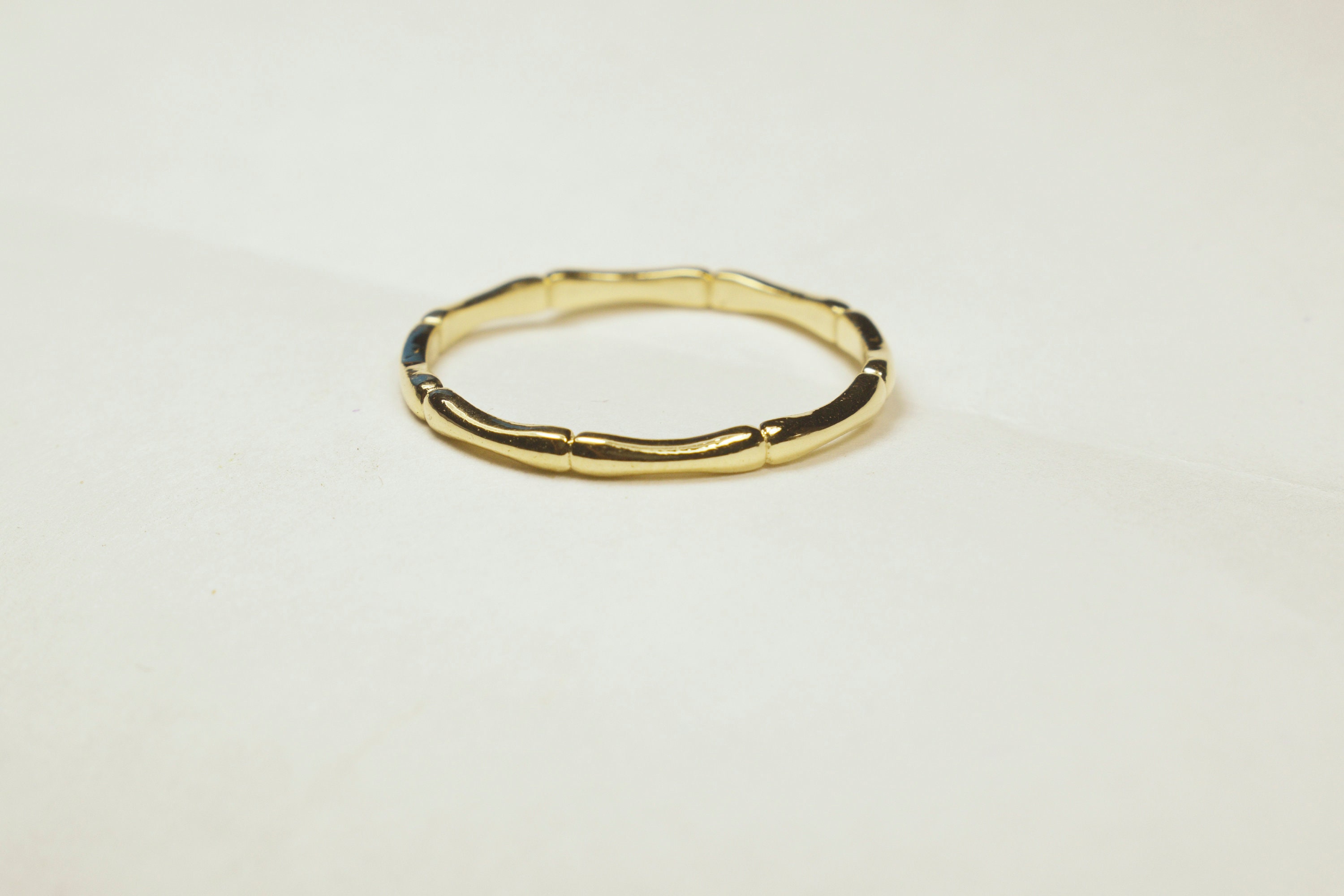 10K Gold Bamboo Ring, Elegant Dainty Bamboo Stacking Ring, Bamboo Band ...