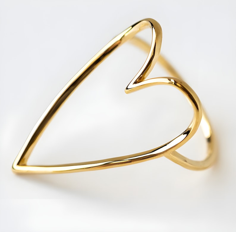 10K Gold Open Heart Ring, Open Heart Shape Ring, Open Heart Jewelry ...