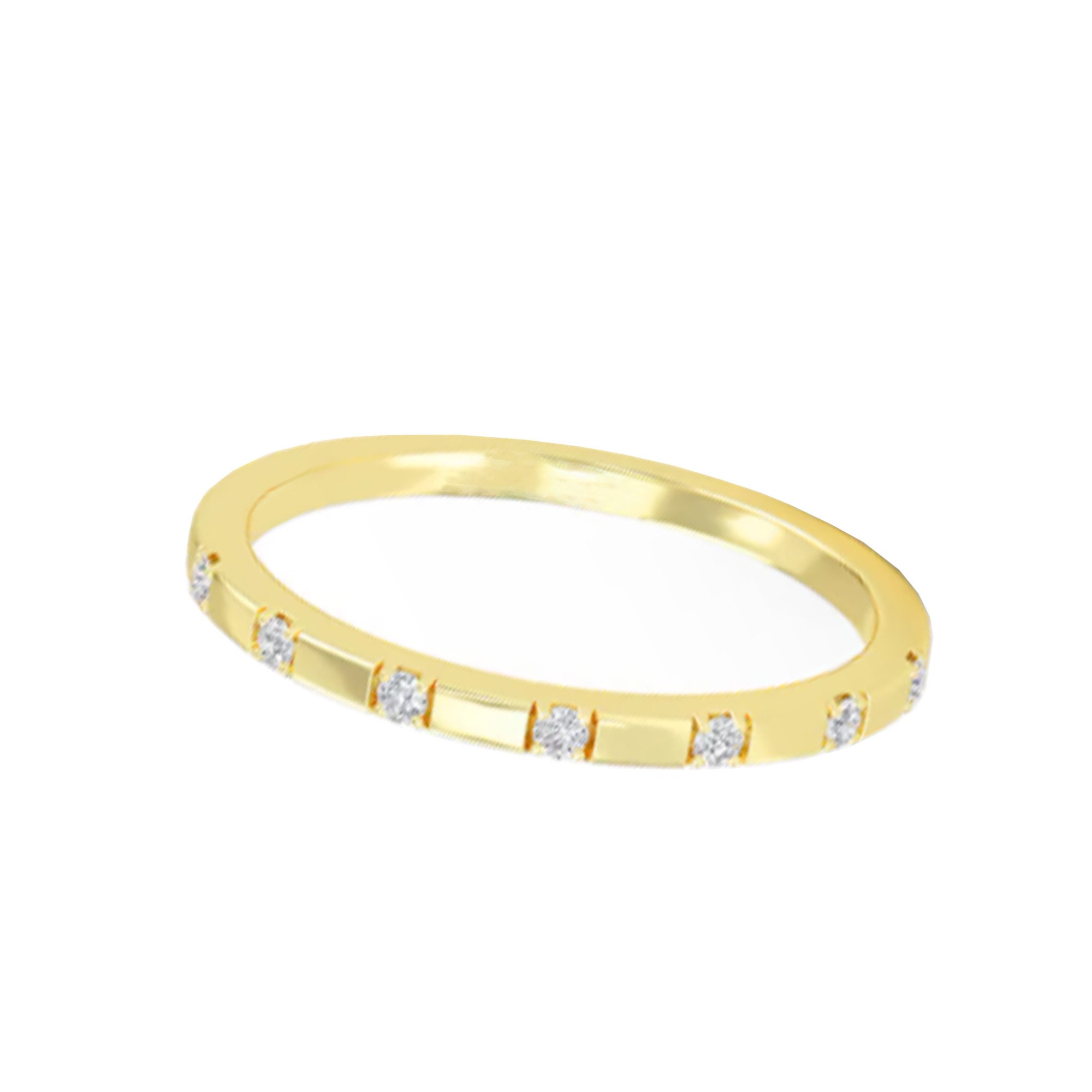 10k Gold Full Eternity Unique Moissanite Ring, Minimalist Wedding Ring ...