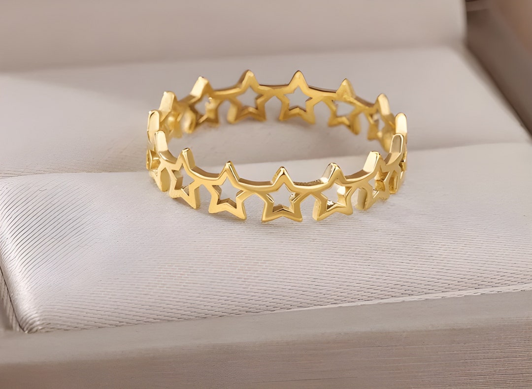 10K Solid Gold Star Ring,open Star Ring,full Eternity Unique Star Ring ...