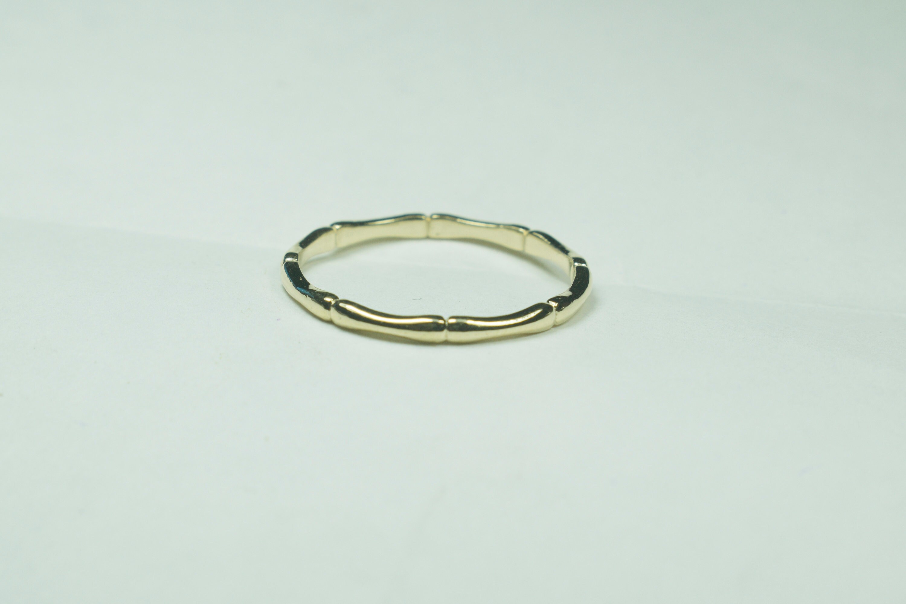 10K Gold Bamboo Ring, Elegant Dainty Bamboo Stacking Ring, Bamboo Band ...