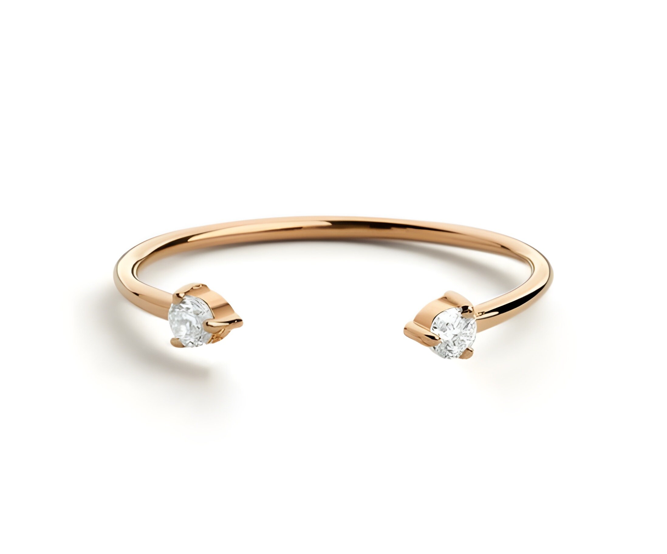 10K Solid Gold Open Cuff Diamond Wedding Ring Open Cuff Guard - Etsy