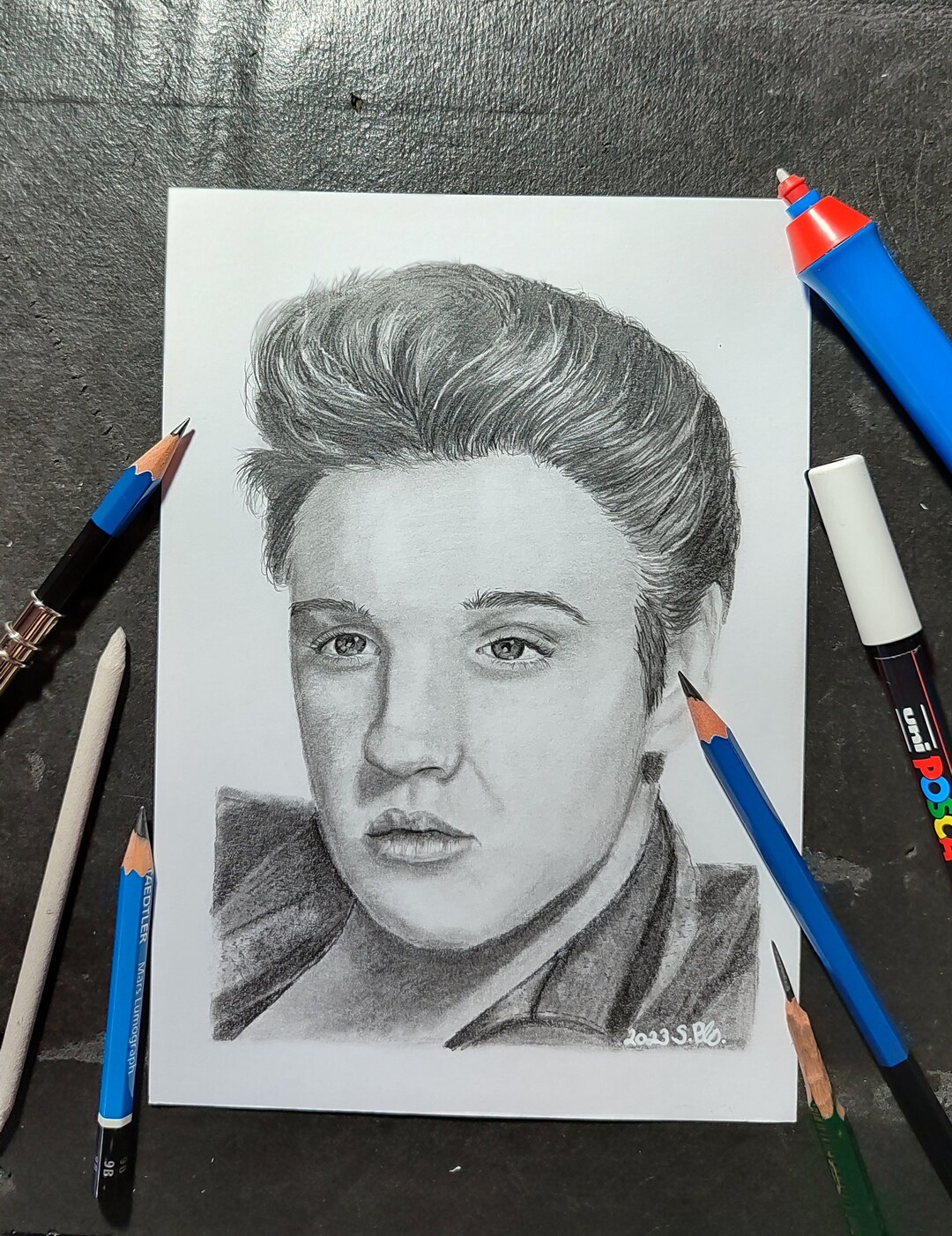 Elvis Presley Pencil Drawing A5, Pictures, Decoration, Portrait, Elvis ...