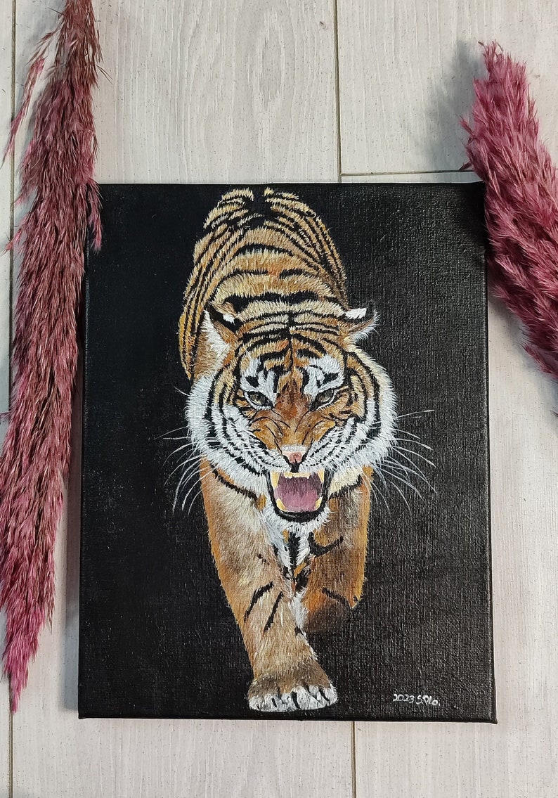Large Tiger Acrylic Painting, Canvas Painting, Wall Pictures, Acrylic ...