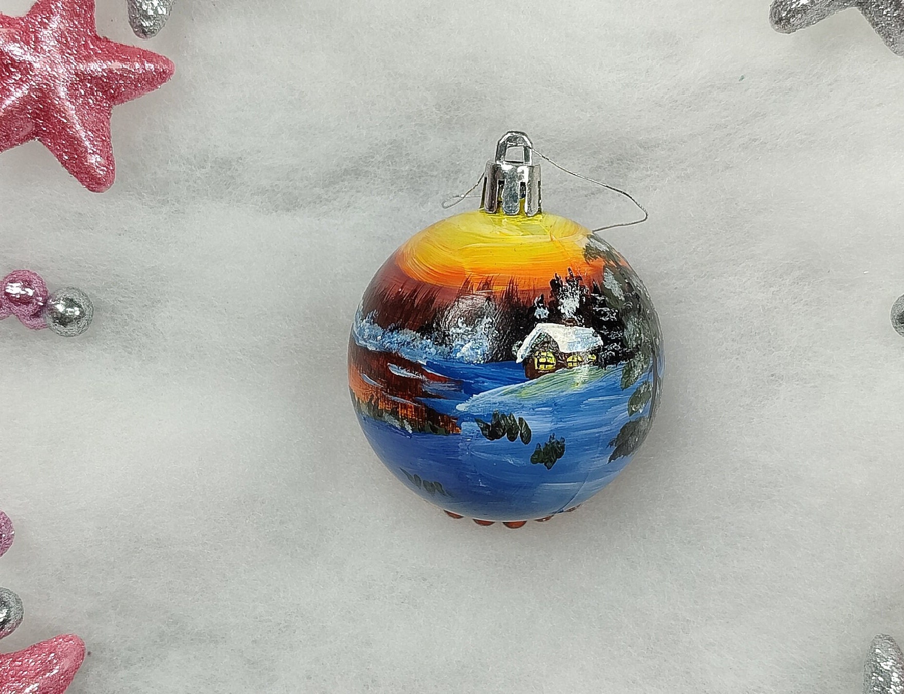 Hand-painted Plastic Christmas Bauble Size 6cm, Christmas Tree Bauble ...