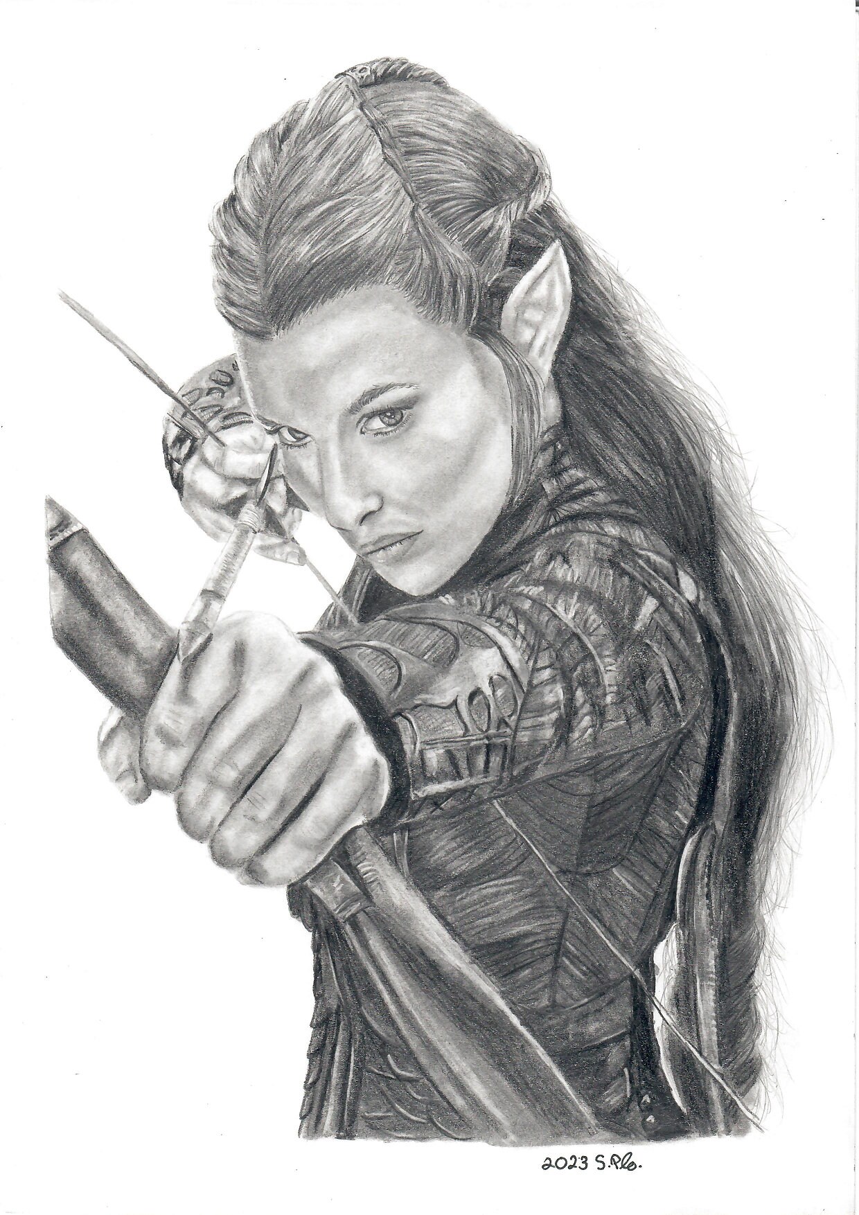 Elf Pencil Drawing Pictures for the Wall Black and White - Etsy