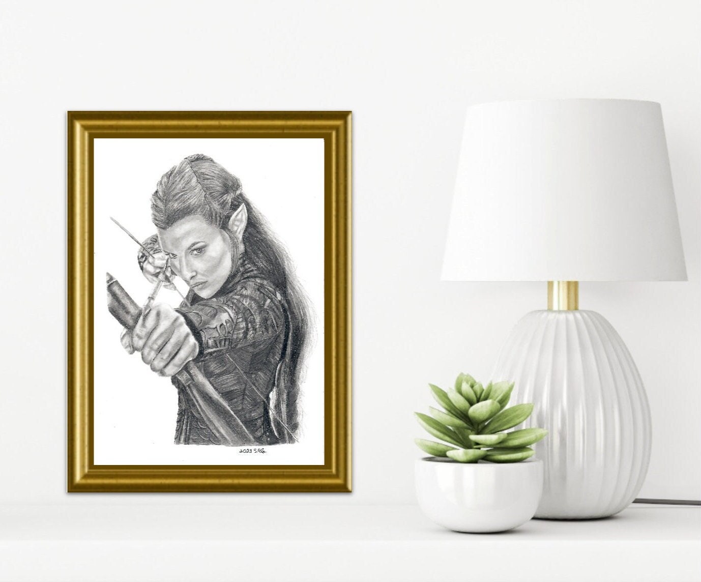 Elf Pencil Drawing Pictures for the Wall Black and White - Etsy