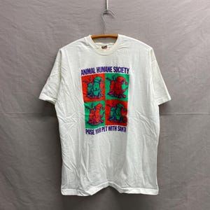 Large / 1990s Animal Humane Society Pop Art White T Shirt USA Made - Etsy