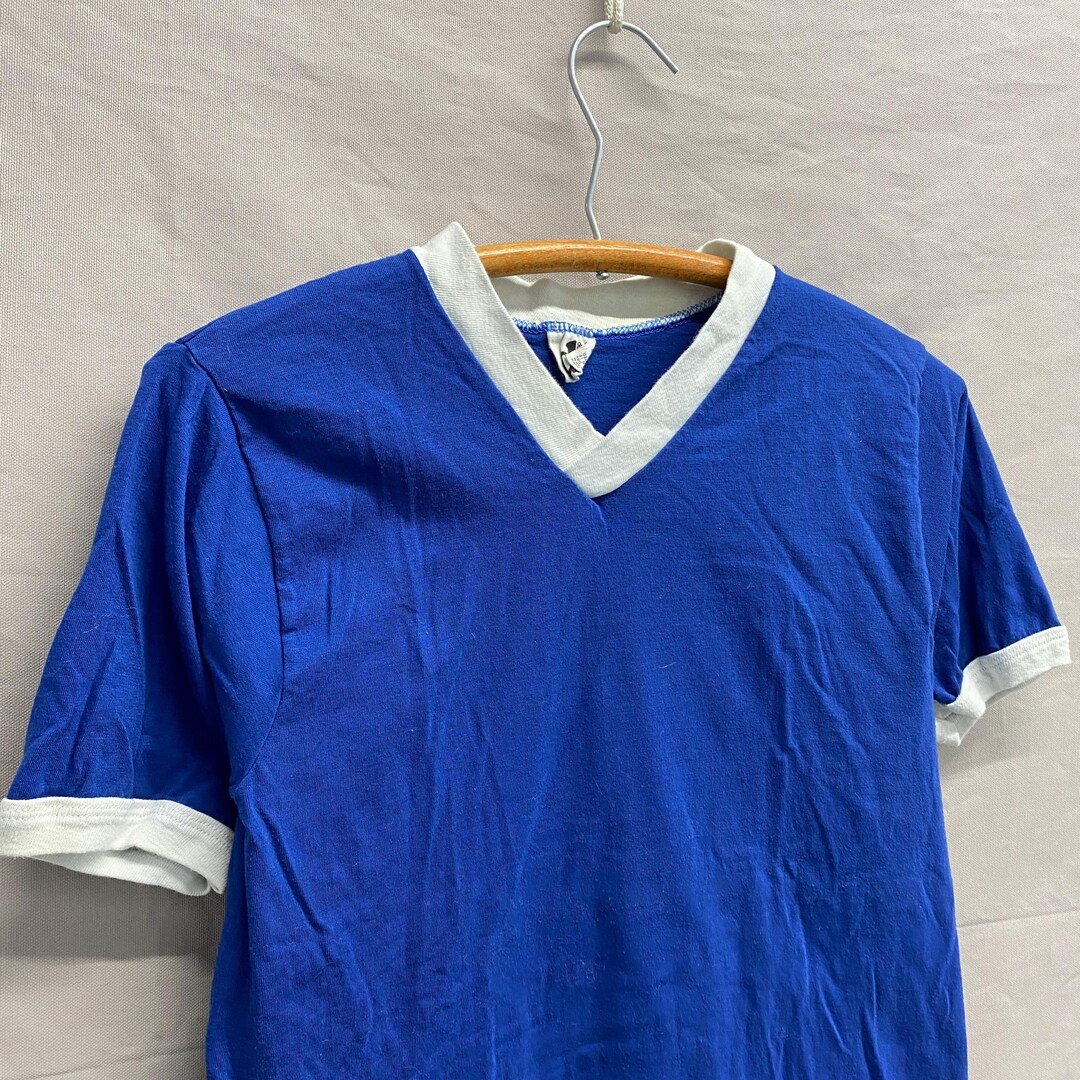 Small / 1970s Blue/white Plain Ringer T Shirt USA Made - Etsy