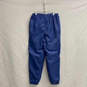 Large / 1990s Nike Nylon Navy Blue Swoosh Track Rave Pants Cinch Waist ...